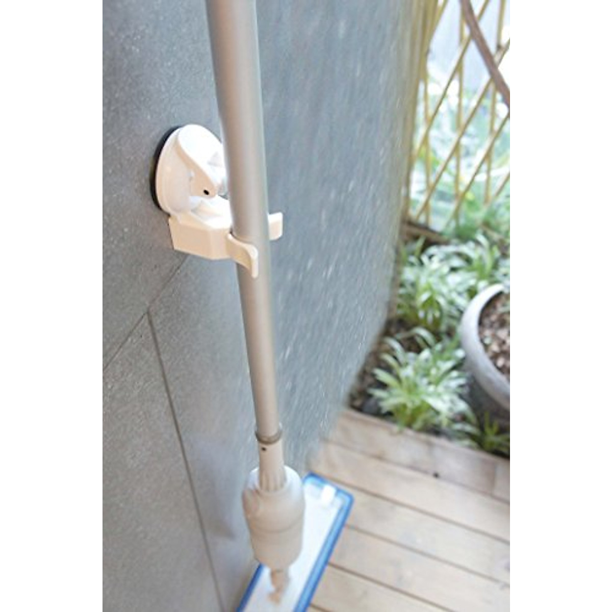 FECA FE-T3004 Drilling Push and Lock Vacumn Suction Cup Utility Tool Mop & Broom Holder, White