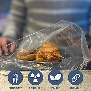 100 Clear Bread Bags with Ties - Adjustable & Reusable Bread Bags for Homemade Bread - Food Safe Bread Bag