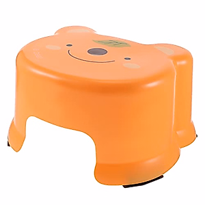 Toddmomy Kids Stools Cartoon Step Stool Toilet Footstool Anti- Skid Foot Stool Bathroom Step Stools Pregnant Stool Helper for Kitchen Bathroom Potty Supplies Orange Plastic Foot Stool