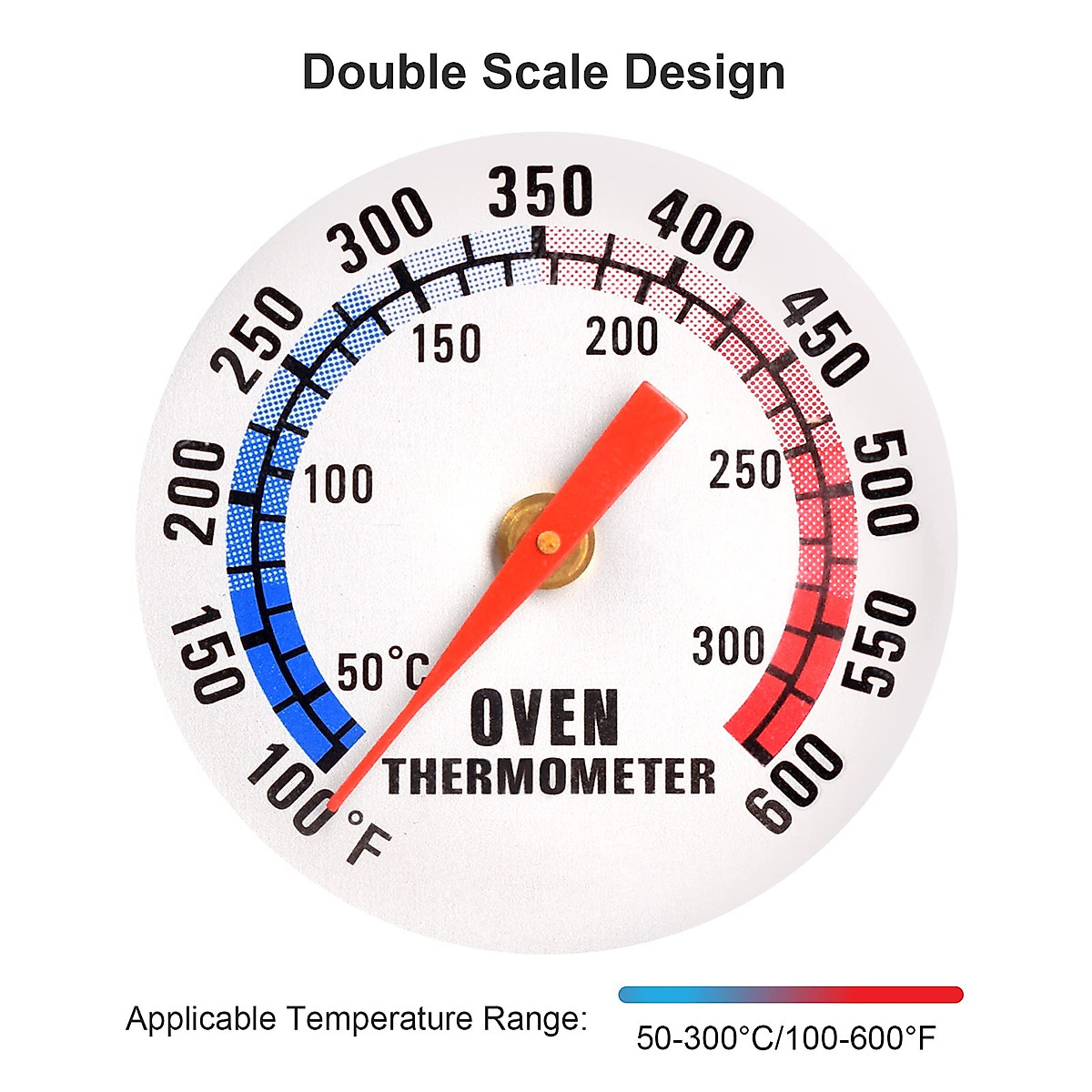 Hawgiman Stainless Steel Oven Thermometer for Electric/Gas Oven, Kitchen Cooking Grill Smoker Thermometer(50-300°C/100-600°F) (1)