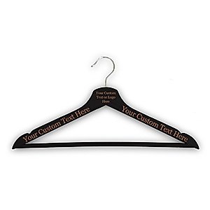 Customized Custom 3D Laser Engraved Personalized Wooden Clothes Hanger Organization Closet Tools (Black)