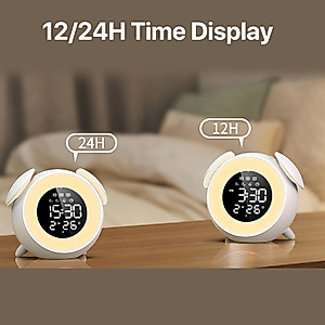 Powstro Sunrise Alarm Clock, Sunrise Lamp Alarm Clock Loud Alarm Clock for Heavy Sleepers, 25 Music & 5 Lighting Modes Cute Sunset Alarm Wake Up Light Clocks for Bedroom Adults Kids Teens