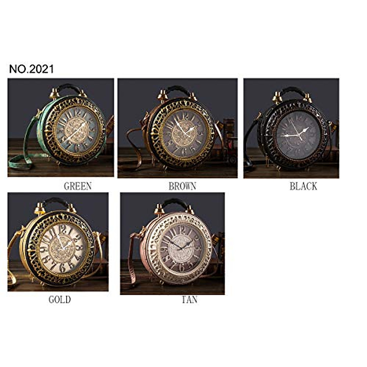 Pu Leather Handbags Fashion Real Clock Shoulder Bag Casual Women Evening Crossbody Bags,Retro Vintage Steampunk Female Messenger Bags for Women Girls (A)