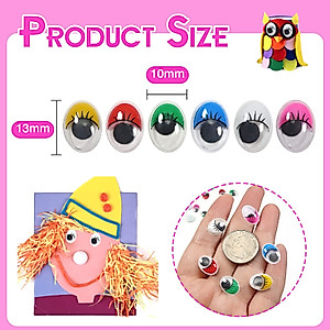 TOAOB 252pcs Wiggle Googly Eyes Self Adhesive with Eyelashes Oval Assorted Colors 10x13mm Craft Eyes Plastic Sticker Eyes for DIY Crafts Scrapbooking Decoration