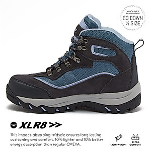 HI-TEC Skamania Mid WP Waterproof Women's Hiking Boots, New 2023 Model with High Performance Rubber Outsoles - Trail, Mountain and Backpacking Shoes - Dark Grey/Navy Blue, 7 Medium