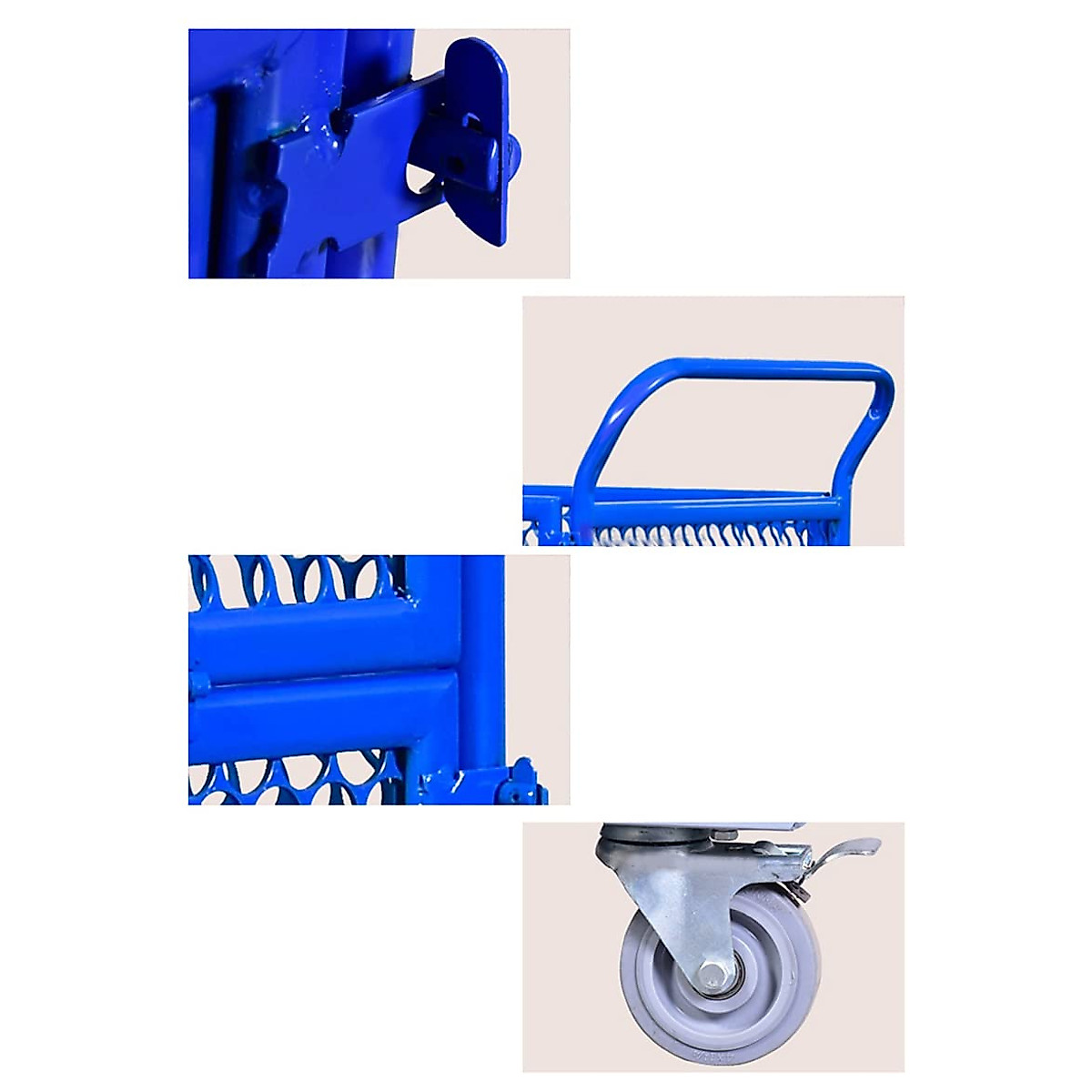 Trolley Mobile Storage Cart Removable Folding Basket Steel Hand Pull Cart Weight 200KG (47.24 * 27.55 * 39.37inch,Grey-Grille)