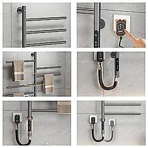 ESOP Electric Heated Towel Racks, Wall Mounted Rotatable Towel Warmer Racks, Hot Towel Rack with Timer, Constant Temperature Heated Towel Warmer for Bathroom, Adjustable Towel Rack, 42 * 66CM