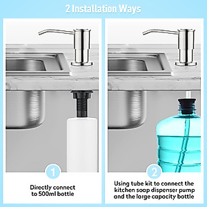 CREA Small Kitchen Faucet with Soap Dispenser,Brushed Nickel Bar Sink Faucet Single Hole,High Arc Single Handle Utility Faucet for Laundry Sink RV Outdoor Pre Wet Bar