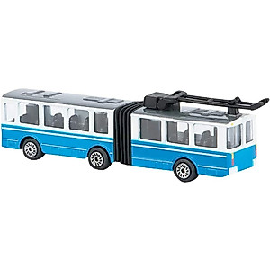 Trolley Bus Toy - 1:144 Scale Diecast Metal Model Russian Soviet Classic City Trolley Bus - Collectible Vintage Vehicle Pullback Toy Car Buses