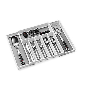 Expandable Cutlery Drawer Organizer, Flatware Drawer Tray for Silverware, Serving Utensils, Multi-Purpose Storage for Kitchen, Office, Bathroom Supplies