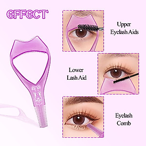 YEJAHY Eyelash Brush Tool, Makeup Cosmetic Eyelash Tool, Eyelash Curler, Mascara Guard, Reusable Makeup Helper for Assist Comb Brush Guard Eyelashes