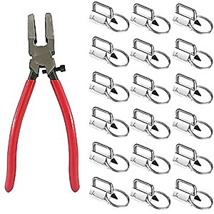 41 Sets Key Fob Hardware and Glass Running Pliers Tool, for Key Fob Hardware Install, Silver