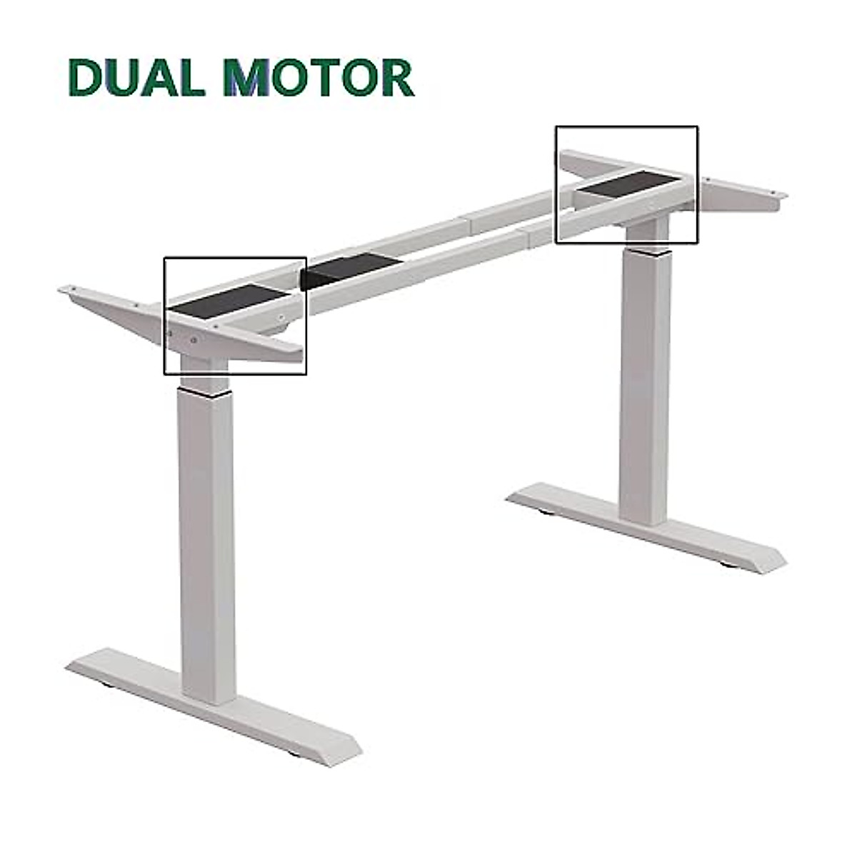 Dual Motor 63x30 Height Adjustable Electric Standing Desk,Height Stand Up Computer Desk,Sit Stand Home Office Desk with Splice Board, White and Oak Top, White Frame