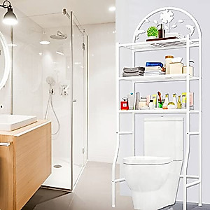 CNCEST Toilet Storage Rack,3-Shelf Bathroom Organizer Over The Toilet Storage 3 Tier Space Saver Organizer Rack Bathroom Shelf Over Toilet Storage for Laundry, Balcony,Porch 70.9X24.4X12.6in (White)