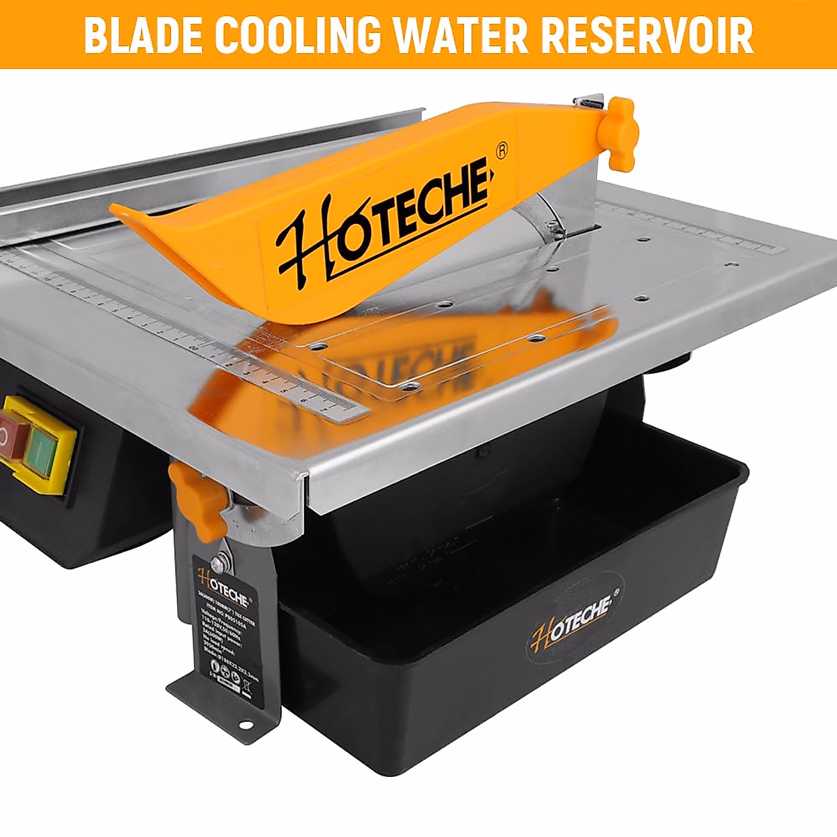 Hoteche 7-Inch Wet Tile Saw - 5A Motor Adjustable Cutting Depth Tile Cutter with Water Reservoir