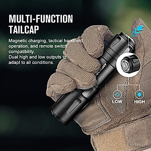 OLIGHT Odin Mini 1250 Lumens Ultra Compact Rechargeable Mlok Mount Tactical Flashlight, Removable Slide Rail Mount and Remote Switch, 240 Meters Beam Distance, Mlok Included