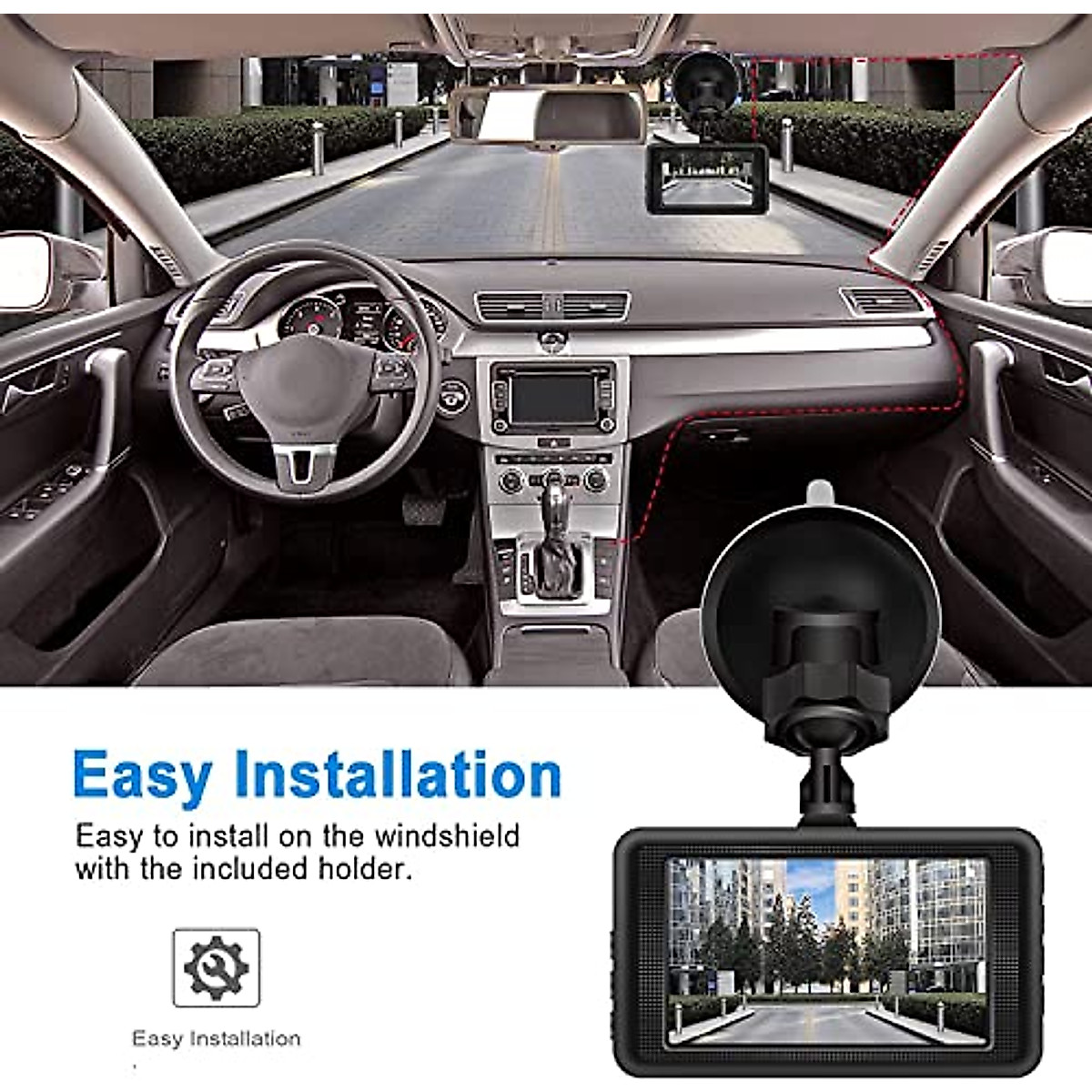 Supad Dash Cam,Dash Camera for Car,3 Inch LCD Screen,720P Full HD Car Dashboard Recorder,120° Wide Angle Dashcam,Night Vision,WDR, Motion Detection, Parking Mode