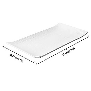 Flexzion White Serving Platters - 4 Pack Rectangular Serving Plate - 10 Inch Long Rectangle Ceramic Serving Platter Set for Appetizer, Meat, Bread, Dessert - Microwave, Oven, and Dishwasher Safe