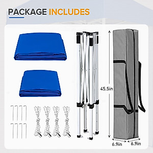 EAGLE PEAK Pop up Canopy 5x5, Outdoor Portable Canopy Tent with One Removable Sunwall, Carry Bag Included, Blue