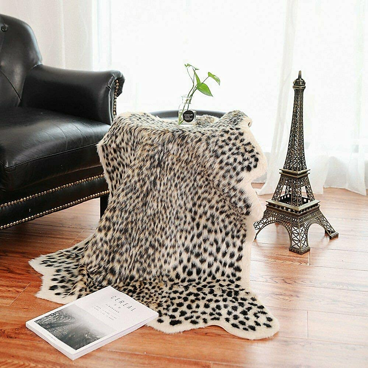 Asuprui Faux Cheetah Rug Animal Rug Leopard Print Rug Faux Cowhide Area Rug Animal Print Rug Cow Hide Rug for Kids Room 35" W x 43" L