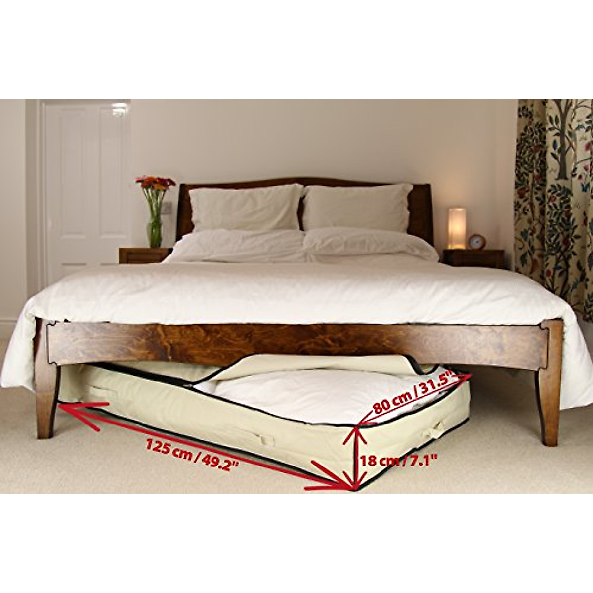 Neusu Underbed Storage Bag for Comforters - Beige, Jumbo XXL, 180 Liters, 49" x 31" x 7"