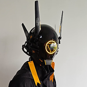 KYEDAY Punk Mask Cosplay for Men and Women, LED Round Light Mask Cosplay Halloween Fit Party Music Festival Accessories (Yellow)