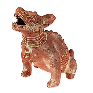NOVICA Red Archaeological Ceramic Figurine, 7.75" Tall, 'Comala Dog'