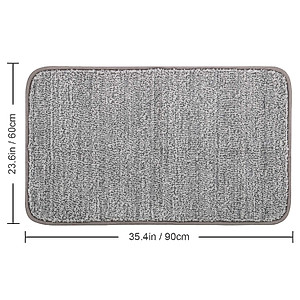 Lifewit Front Door Mat Water Absorbent Low Profile 35" x 24" Machine Washable Doormat for Indoor Non Slip Rubber Entrance Rug Dirt Trapper Mats Shoes Scraper for Entry, Patio, Porch, Grey