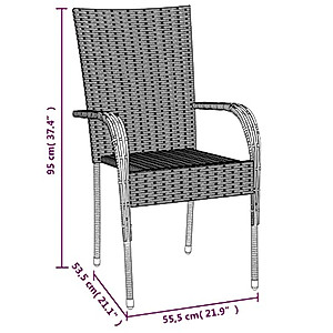 WHOPBXGAD 5 Piece Patio Dining Set Rattan Chair,Gardens Patio Furniture,Oak Patio Furniture Set,Sui for Gardens, lawns, terraces, poolsides, patios,Gray Poly Rattan