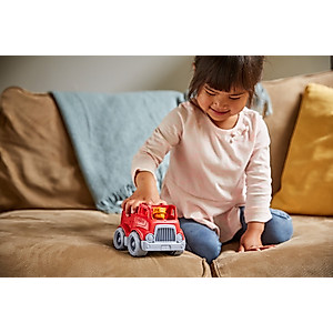 Green Toys Fire Engine, Red - Pretend Play, Motor Skills, Kids Toy Vehicle. No BPA, phthalates, PVC. Dishwasher Safe, Recycled Plastic, Made in USA.