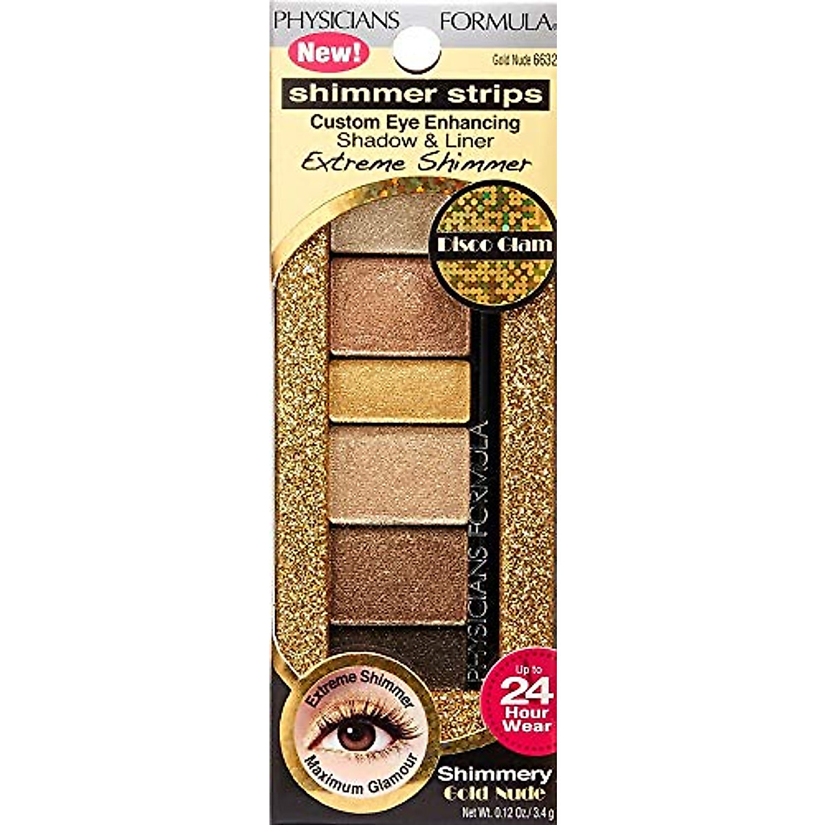 Physicians Formula Strips Custom Eye Enhancing Extreme Shimmer Shadow and Liner Disco Glam, Gold Nude, 0.12 Ounce