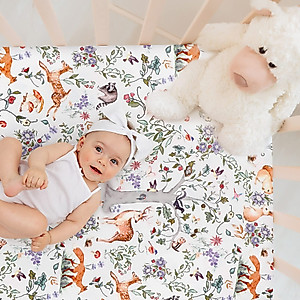 CARUILI Fitted Crib Sheet 2 Pack, Crib Sheets 28"x 52" for Boys & Girls, Super Soft Breathable Toddler Bed Sheets for Standard Crib & Toddler Bed Mattress, Woodland Animal