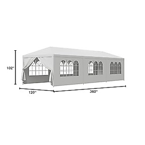 BBBuy 10’X30’ Outdoor Canopy Tent with Removable Sidewalls Gazebo Shelter Pavilion for Backyard BBQ Camping Picnic Parties Wedding Ceremony, Easy Assemble and Removable