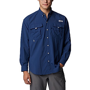 Columbia Men's PFG Bahama II Long Sleeve Shirt, Breathable with UV Protection, Carbon, Large