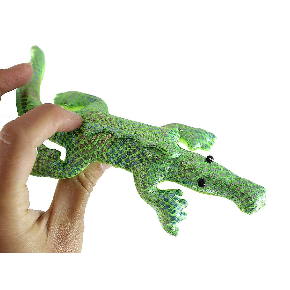 Curious Minds Busy Bags 5 Reptile Set - Sand Filled Animal Toy - Snake, Turtle, Lizard, Alligator, Frog- Heavy Weighted Sandbag Animal Plush Bean Bag Toss - Shimmering Glitter