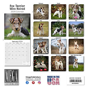 2023 2024 Wire Fox Terrier Calendar - Dog Breed Monthly Wall Calendar - 12 x 24 Open - Thick No-Bleed Paper - Giftable - Academic Teacher's Planner Calendar Organizing & Planning - Made in USA