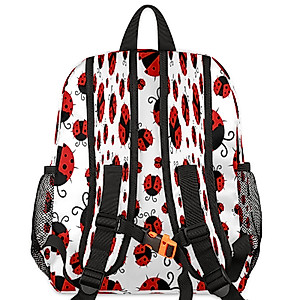 Pardick Cute Kids Backpack Red Ladybug Toddler Backpack with Chest Strap for Boys Girls Red Ladybug Print Lightweight Kindergarten Children Schoolbag Nursery Elementary Travel Bag