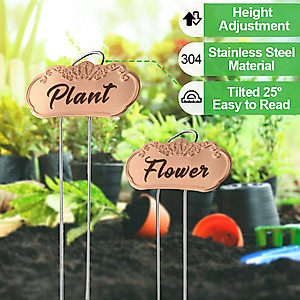 TCYPUHL Metal Plant Labels, Tall Plant Labels, Garden Labels Outdoors for Flower, Fruit and Vegetable, Stainless Steel, Weatherproof (25 Pack, 4'' x 1.10'', Gold)