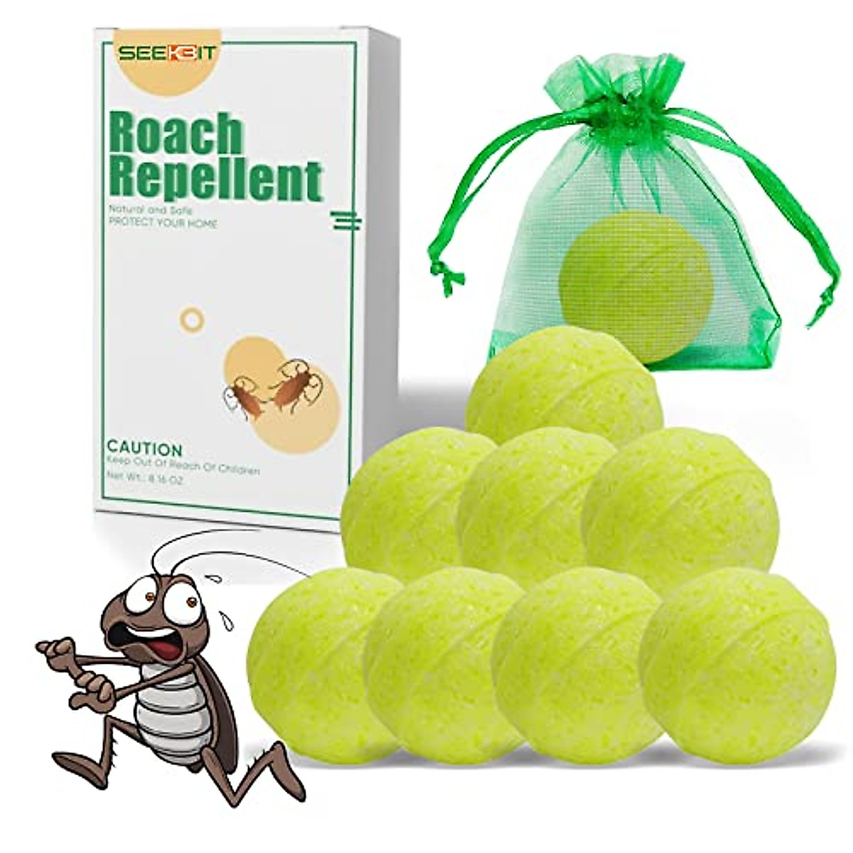 SEEKBIT Cockroach Repellent, Natural Roach Repellent, Repels Ant, Spider, Insect Rodent Repellent, Keep Roach Away from Car, Closet, Attic Pack of 8