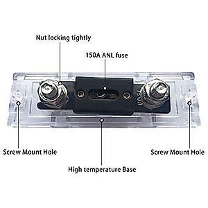 ZBSJAKU 0/2/4/8 Gauge AWG 150 Amp ANL Fuse Holder Wire Inline Fuse for Car Audio (150A) (2 Packs)