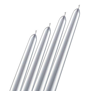 SPAAS Silver Taper Candles, Set of 4 | 9" Tall Unscented Metallic Taper Candles - 8 Hour Long Burning | Individually Wrapped, Unscented Taper Candles for Home Décor, Wedding, Holiday, and Parties