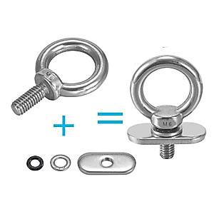 4 Packs Track Mount Tie Down Eyelets, M6 Bolt, Stainless Steel, Hold Your Bungee Cord or Ropes Rowing Inflatable, Kayak Track Accessories(No Track Included)
