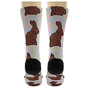 ThisWear Easter Bunny Decor Half Eaten Chocolate Bunnys Easter Basket Stuffers 6-Pairs Novelty Crew Socks