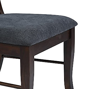 FurnitureR Set of 4 Solid Wood Legs Traditional Style Seat Cushion and Backrest Kitchen Living Room Dining Chair, Grey