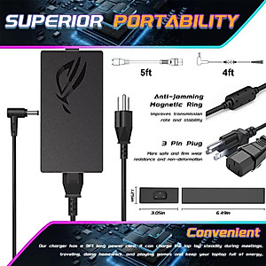 Original 180W 20V 9A ADP-180TB H AC Charger Fit for Asus TUF FX505D FX505DT FX505DU FX505G FX505GT FX505GD FX505GE FX505GM FX505 FX506 FX506LI GL703GS GL504GS Gaming Laptop Power Supply Adapter Cord