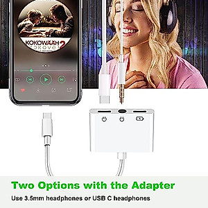 USB C to 3.5mm Headphone and Charge Adapter 3-in-1 Type C to Dual Audio Jack Splitter with Fast Charging Compatible with iPad Pro Samsung Galaxy S23 Ultra S22 S21 S20 S20+ Note 20 Pixel 7