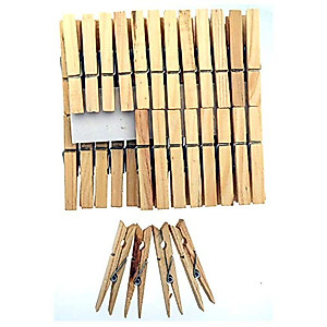 Brabantia Lift-o-Matic Rotary Dryer, 197 Feet, Metallic Gray & Honey-Can-Do DRY-01375 Wood Clothespins with Spring, 50-Pack, 3.3-inches Length,Brown