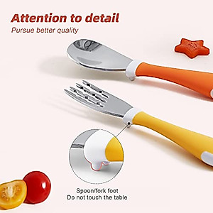 6 Piece Toddler Utensils Stainless Steel Baby Forks And Spoons Silverware Set For Kids, Bpa Free Dishwasher Safe, 12+ Months, Red/Orange/Yellow
