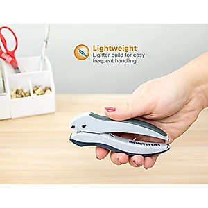 Bostitch Office EZ Squeeze One-Hole Punch, 10 Sheet Capacity, Lightweight, Gray/Blue (2402)