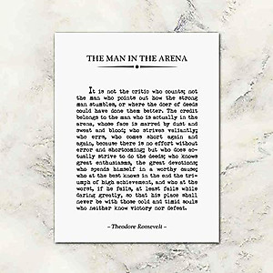 The Man in the Arena, Inspirational Quote Print, Book Page Sign, Graduation Gift, Home Decor, Office Wall Decor, Great Quote, 8 x 10 Inches Unframed